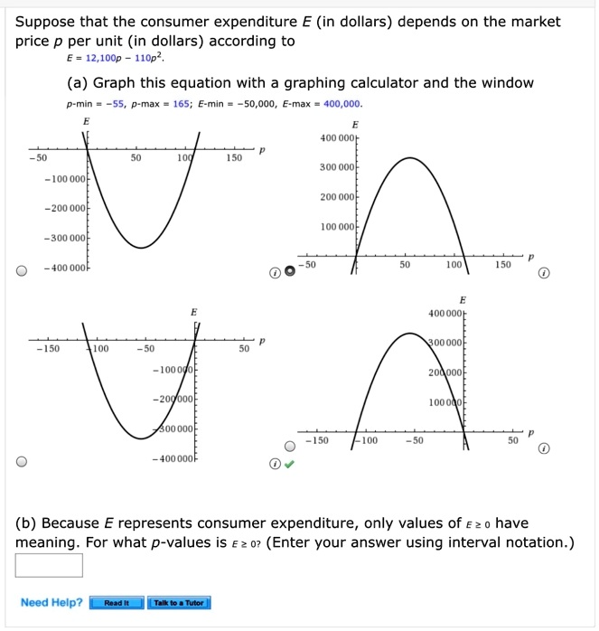 suppose that the consumer expenditure e in dollars depends on the ...