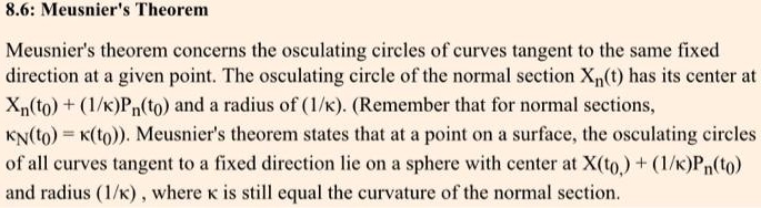 SOLVED:8.6: Meusnier's Theorem Meusnier's theorem concerns the ...