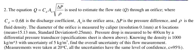 2the equation qc s used to estimate the flow rate o through an orifice ...