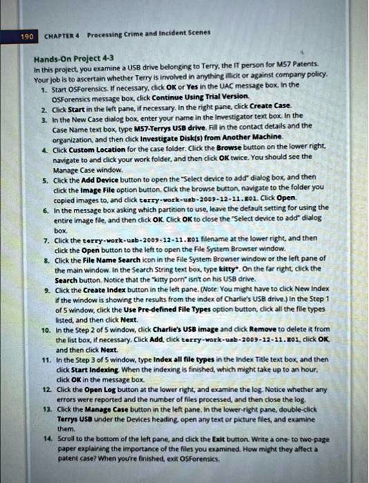 texts 190 chapter 4 processing crime and incident scenes hands on project 4 3 in this project ...
