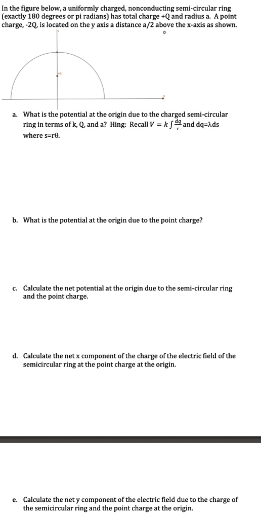 in the figure below a uniformly charged nonconducting semi circular ...