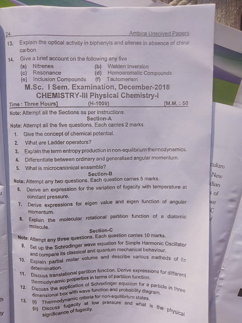 SOLVED: 24 Ambica Unsolved Papers 13. Explain the optical activity in ...