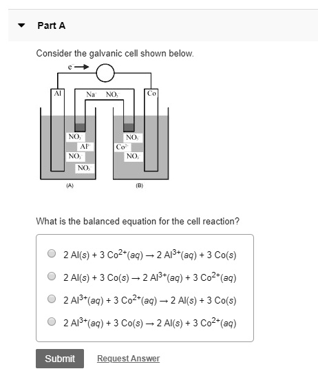 SOLVED: Pan A Consider the galvanic cell shown below: What is the balanced equation for the cell ...