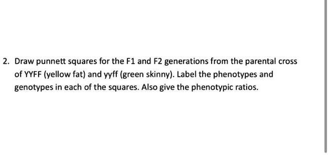 SOLVED: Draw Punnett squares for the F1 and F2 generations from the ...