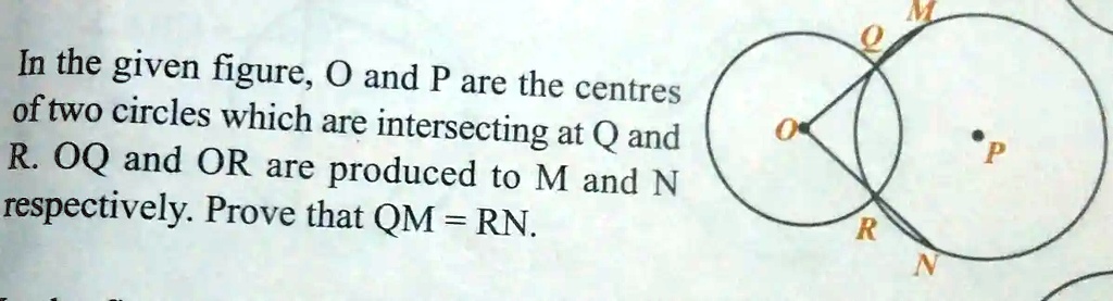 SOLVED: In the given figure; 0 and P are the centres of two circles which are intersecting - at ...