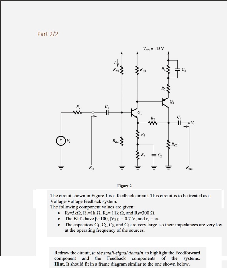 SOLVED: RB R1 C1 R2 C4 V1 Ri Figure 2 The circuit shown in Figure 1 is ...