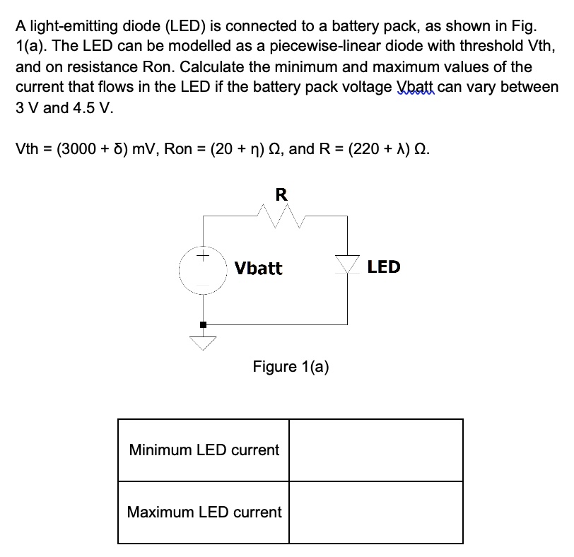 A light-emitting diode (LED) is connected to a battery pack,...