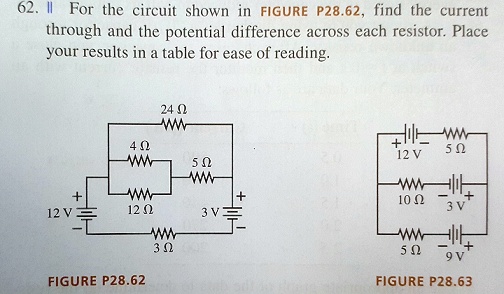 SOLVED: For the circuit shown in Figure P28.62, find the current through and the potential ...