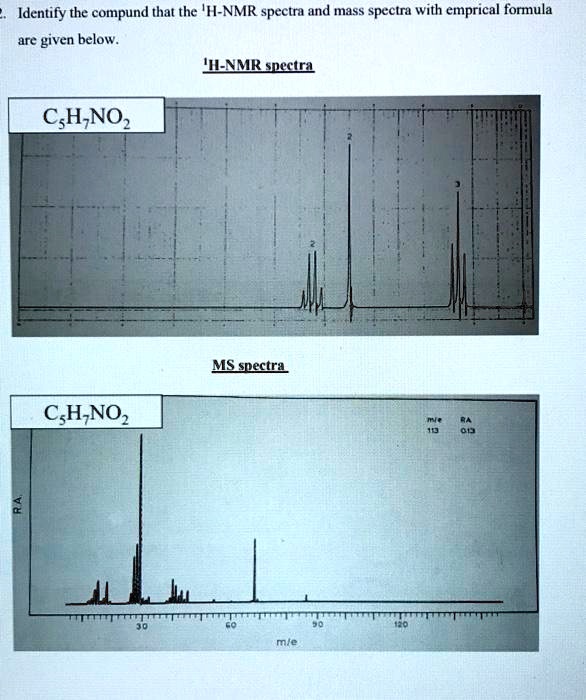 2. Identify the compound that the ^1H-NMR spectra and mass spectra with empirical formula are ...