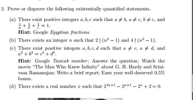 SOLVED: Prove Or disprove the following existentially quantified ...