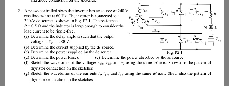 SOLVED: A phase-controlled six-pulse inverter has an AC source of 240 V ...