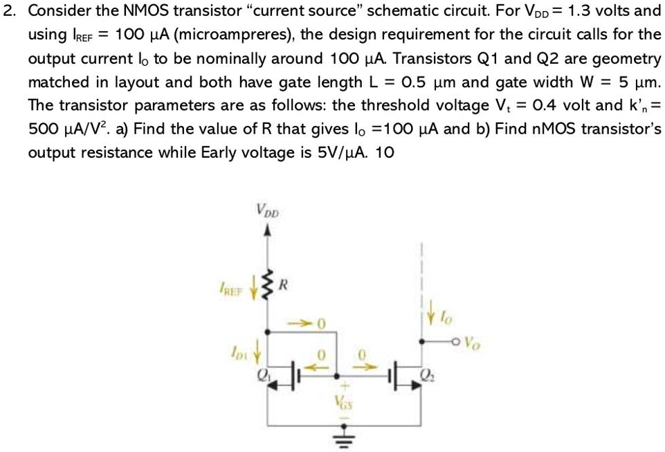 Consider the NMOS transistor "current source" schematic circuit: For ...