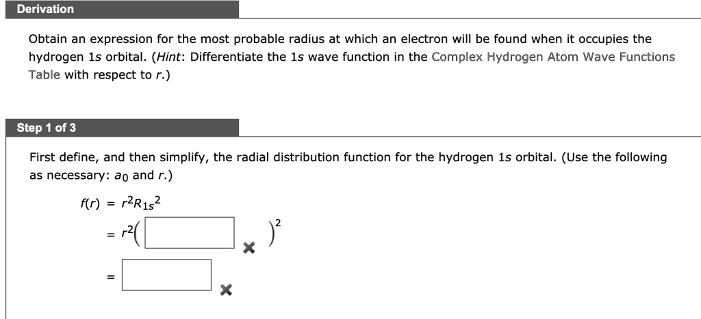Solved Derivation Obtain An Expression For The Most Probable Radius At