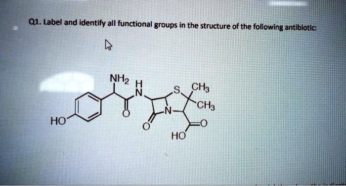 [GET ANSWER] Q1. Label and identify all functional groups in the structure of the following ...