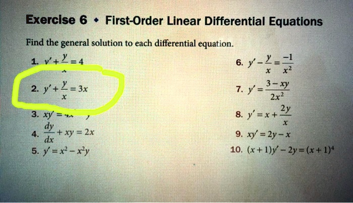 Solved Exercise 6 First Order Linear Differential Equations Find The