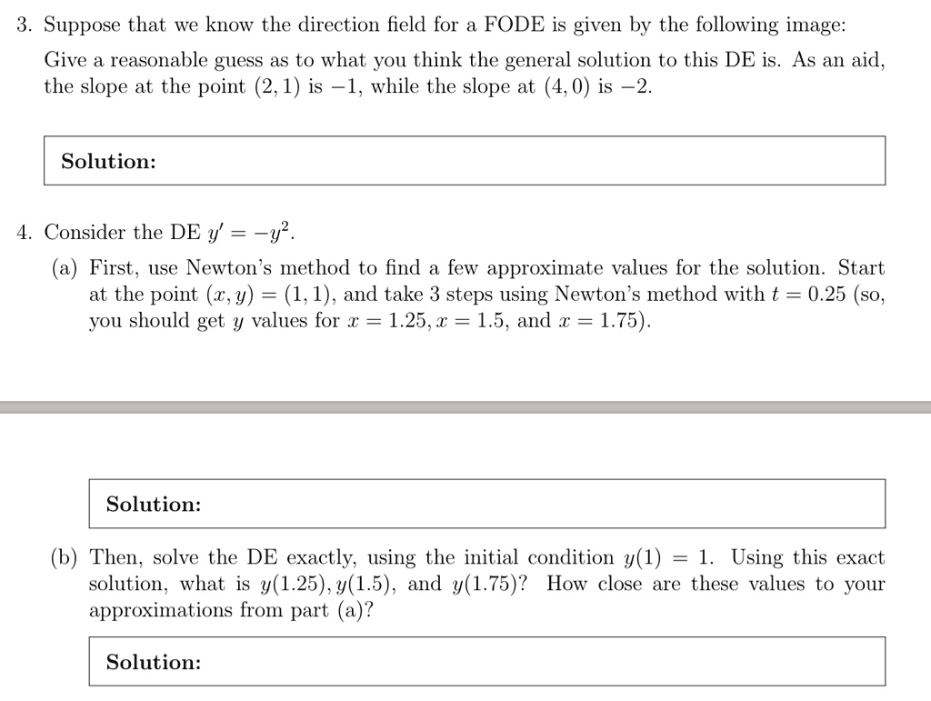 SOLVED: Suppose that we know the direction field for FODE is given by the following image: Give ...