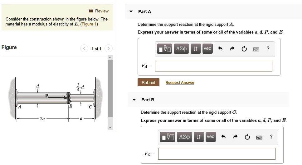 SOLVED: Part A Consider the construction shown in the figure below. The material has a modulus ...