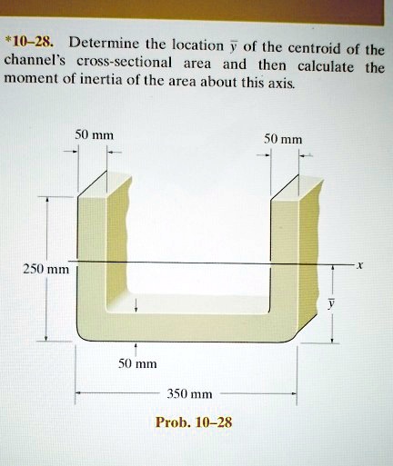 *10-28. Determine the location y̅ of the centroid of the channel's ...
