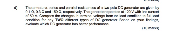 the armature series and parallel resistances of a two pole dc generator ...