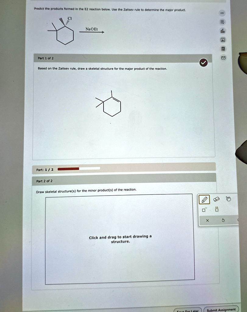 Predict the products formed in the E2 reaction below. Use the Zaitsev rule to determine the ...