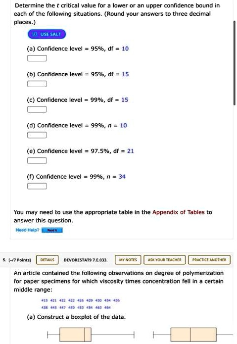 SOLVED: Determine the critical value for the lower or upper confidence ...