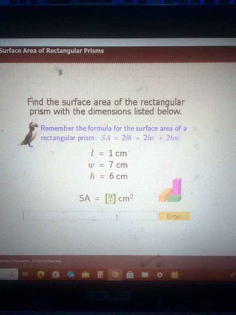 SOLVED: 'Please help me with this one... will give brainliest Surface Area of Rectangular Prisms ...