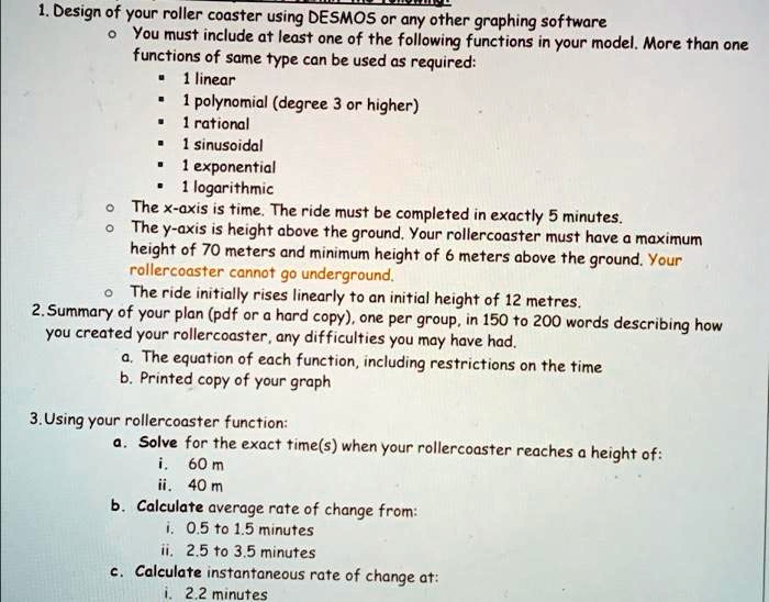 Design of your roller coaster using DESMOS or any other graphing ...