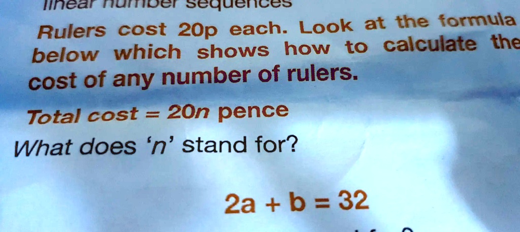 Rulers cost 20p each. Look at the formula below which shows how to ...