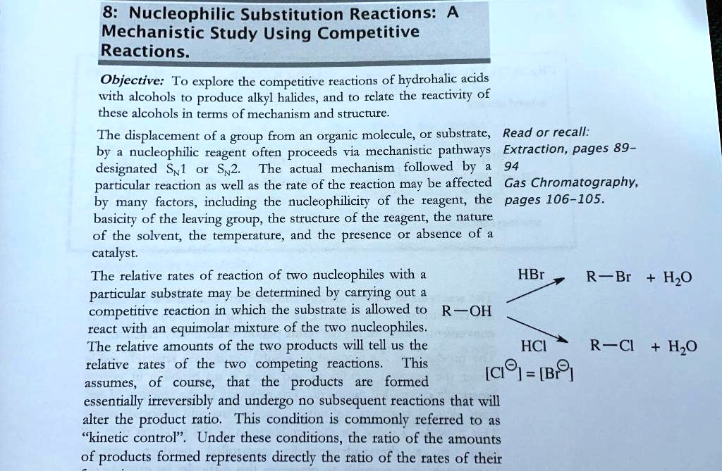 SOLVED: 8: Nucleophilic Substitution Reactions: A Mechanistic Study ...