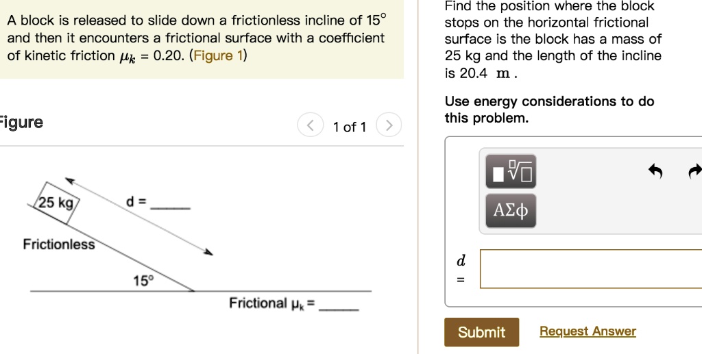 SOLVED: Find the position where the block stops on the horizontal frictional surface is the ...