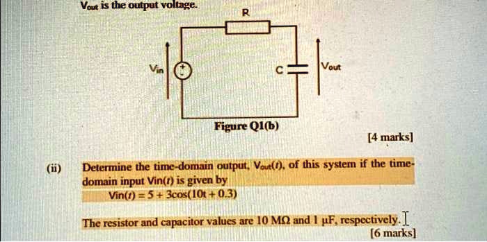 Vout is the output voltage. (ii) Determine the time-domain output, Vout(t), of this system if ...
