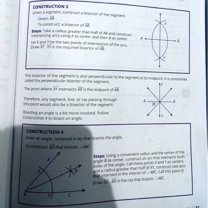 Solved Construction 3 Given A Segment Construct A Bisector Of The