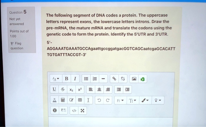 SOLVED: The following segment of DNA codes for a protein. The uppercase ...