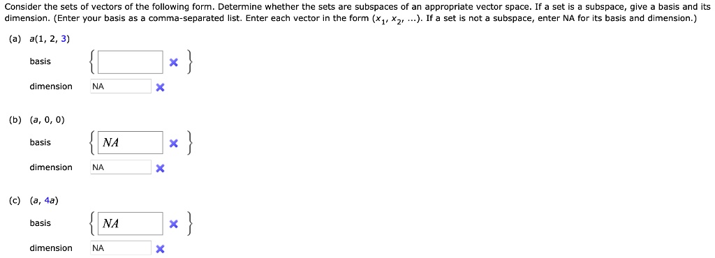 Solved Consider The Sets Of Vectors Of The Following Form Determine Whether The Sets Are