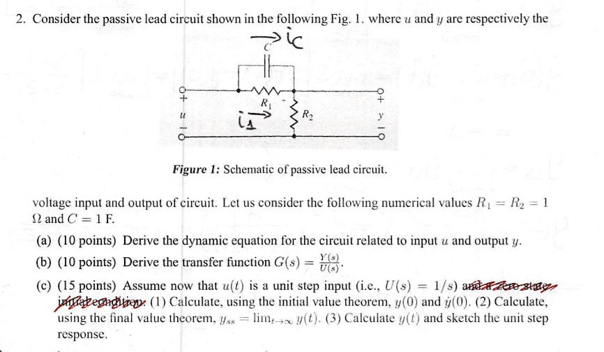 2 consider the passive lead circuit shown in the following figlwhere u ...