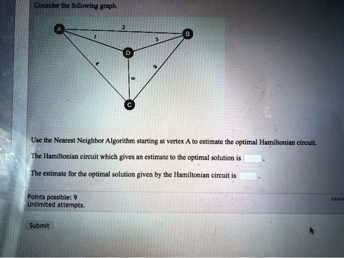 toue following grap use thc nearest neighbor algorithm starting at vertex a to estimate the ...