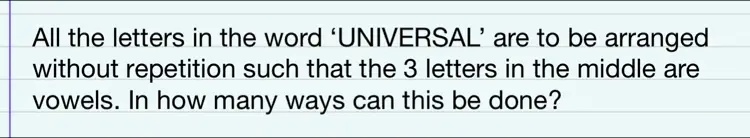 All the letters in the word 'UNIVERSAL' are to be arranged without ...