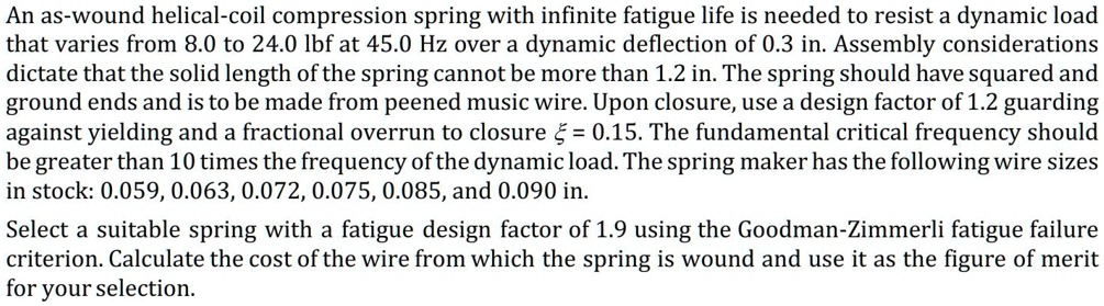 SOLVED: An as-wound helical-coil compression spring with infinite ...