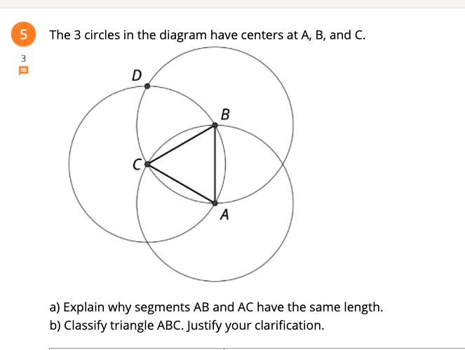 the 3 circles in the diagram have centers at a b and a explain why ...