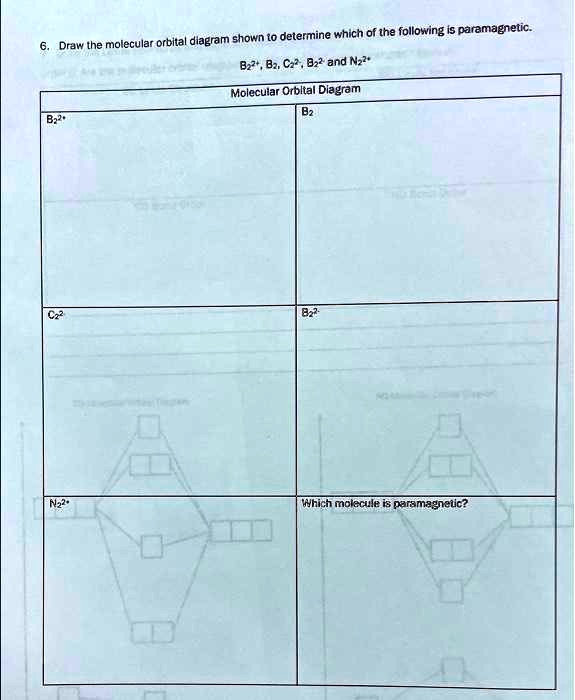 6. Draw the molecular orbital diagram shown to determine which of the ...