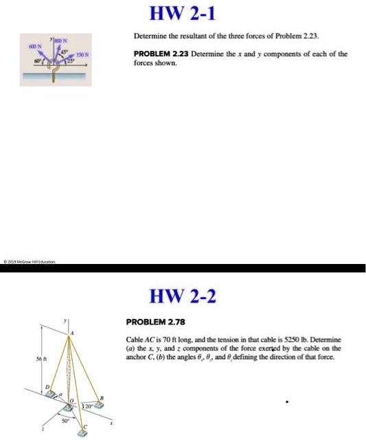 SOLVED: HW2-1 Determine the resultant of the three forces of Problem 2. ...
