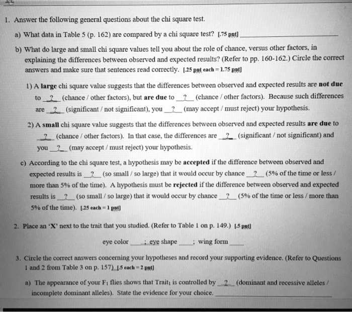 SOLVED: Answer the following general questions about the chi square ...