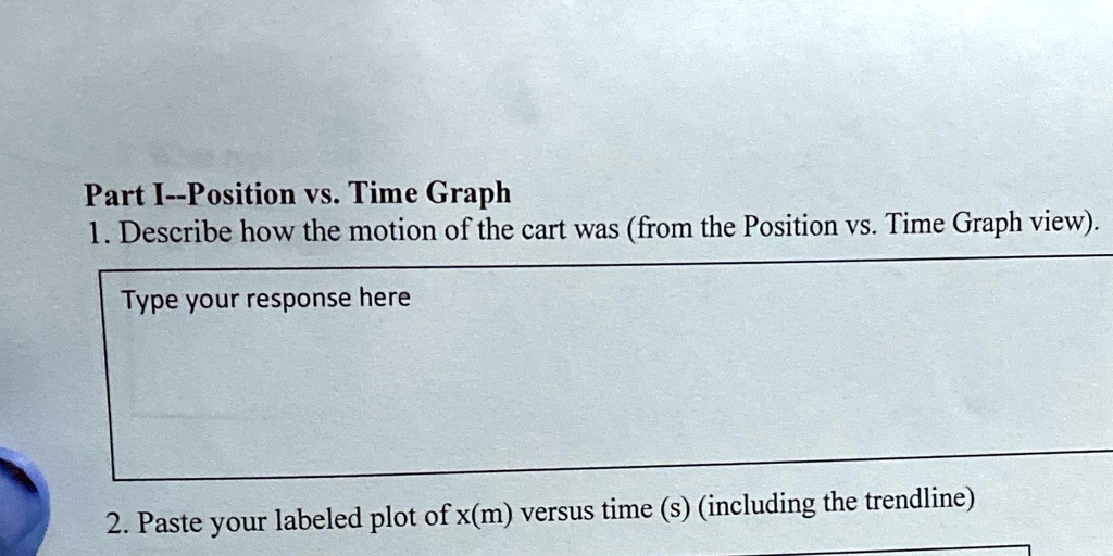 SOLVED: Lab Part I - Position vs. Time Graph 1. Describe how the motion ...
