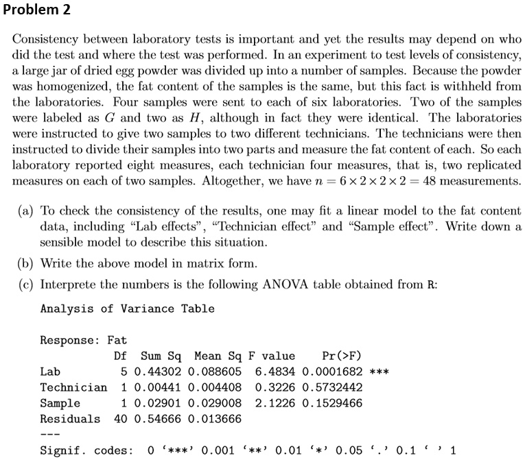 SOLVED: Consistency between laboratory tests is important, and yet the ...