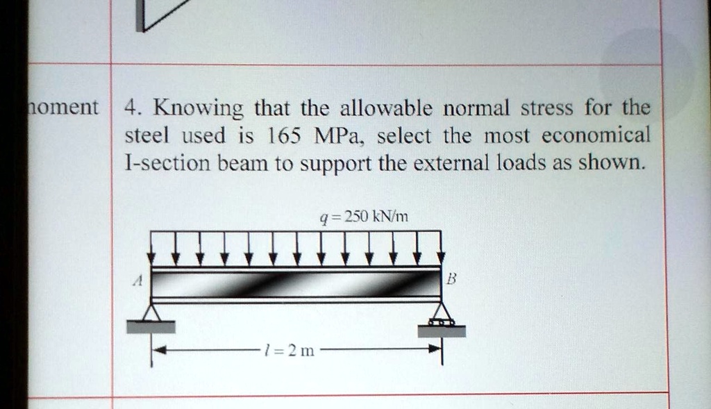 moment 4. Knowing that the allowable normal stress for the steel used ...