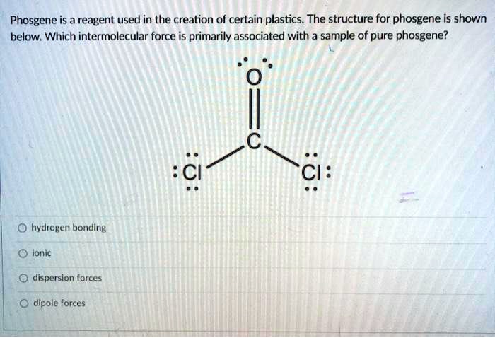 phosgene is a reagent used in the creation of certain plastics the ...