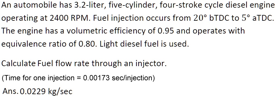 SOLVED: An automobile has a 3.2-liter, five-cylinder, four-stroke cycle ...