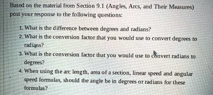 SOLVED: Based on the material from Section 9.1 (Angles, Arcs, and Their ...