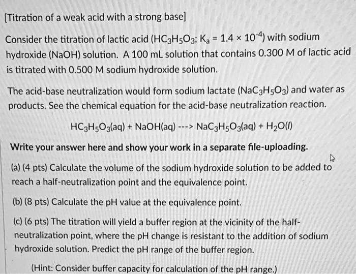 titration of a weak acid with a strong base consider the titration of ...