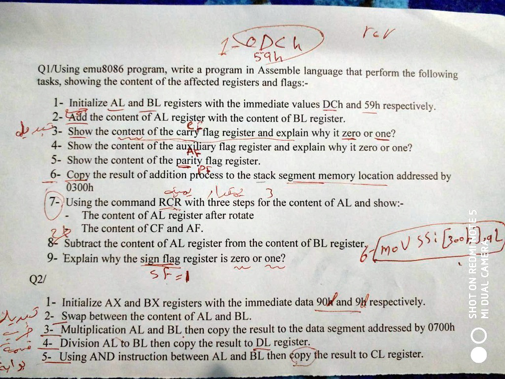 Solved 1 Using Emu8086 Program Write A Program In Assembly Language That Performs The 2414